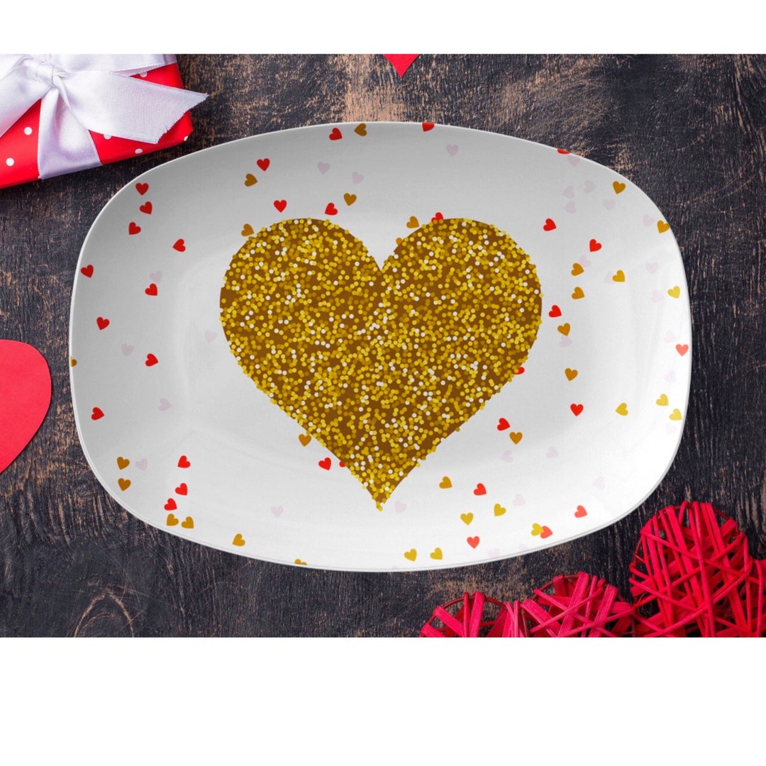 Heart Sparkle Serving Platter, Valentine’s Day Platter, Hearts Serving ...