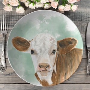 Farmhouse Cow Dinner Plate | Farm Cow Dinner Plate Set | Decorative ...