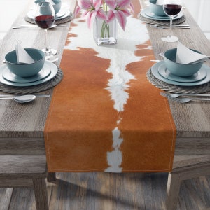 Cowhide Print Table Runner Faux Cowhide Table Runner Western Table ...