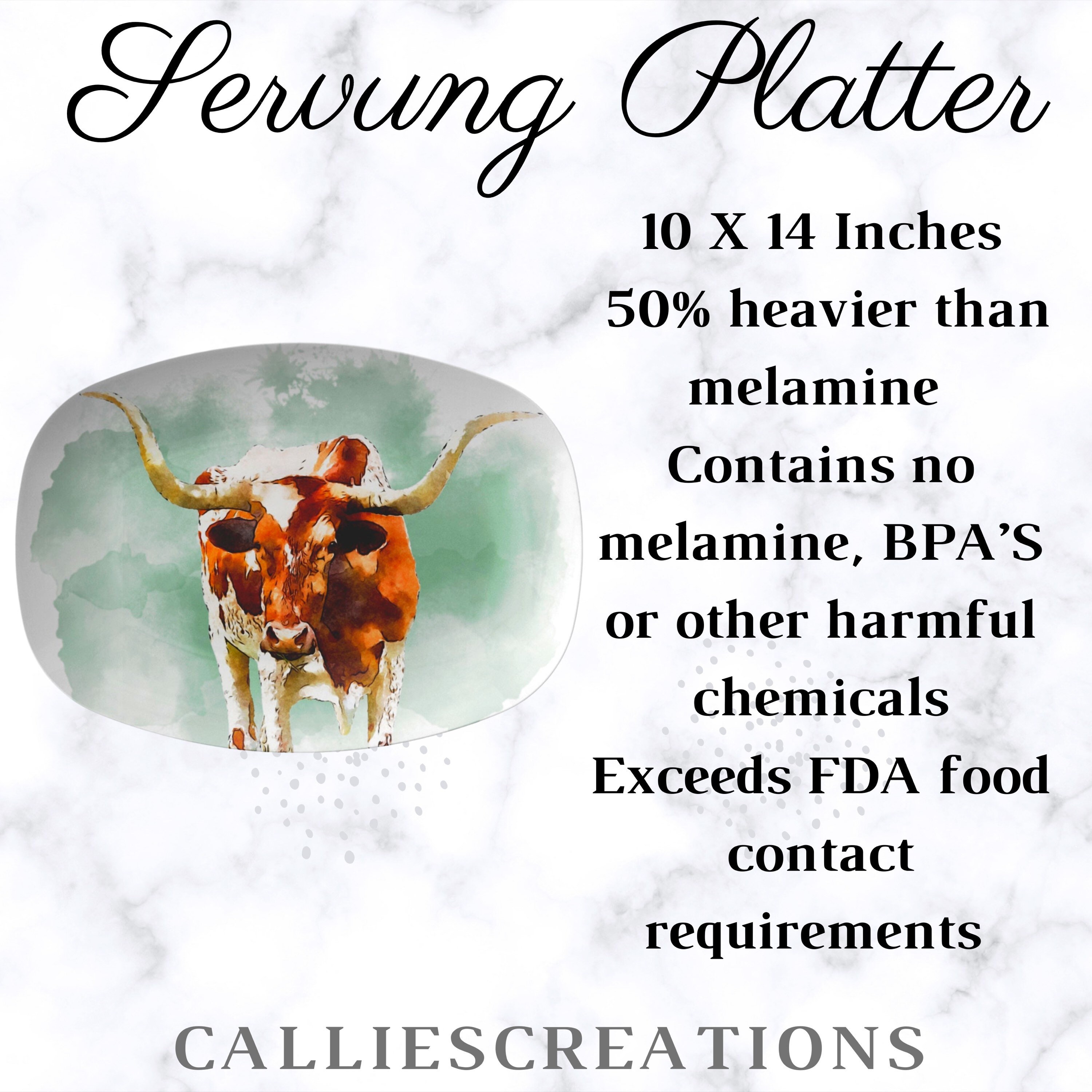 Farm Longhorn Cow Serving Platter Western Cattle Farm - Etsy