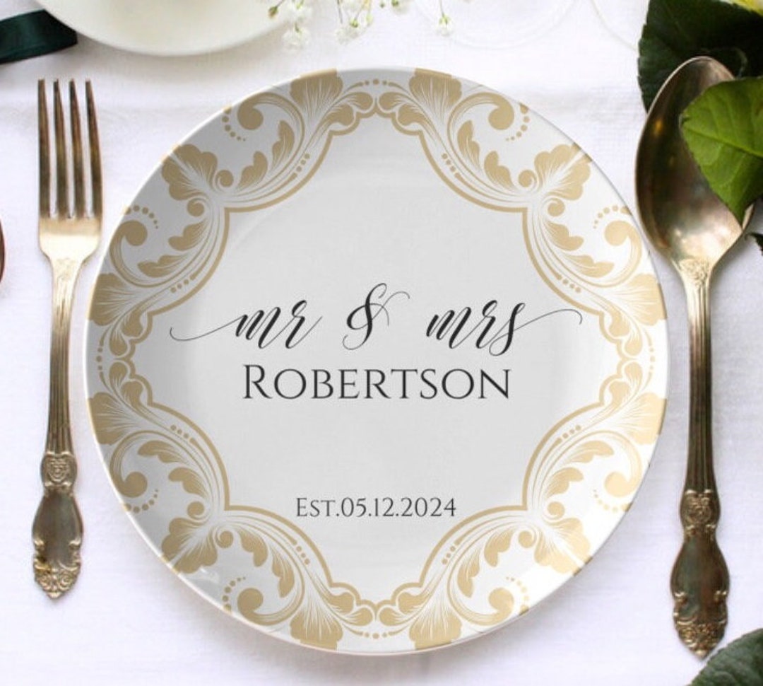 Personalized Wedding Plate, Mr and Mrs Plate Set, Bride & Groom Plate ...