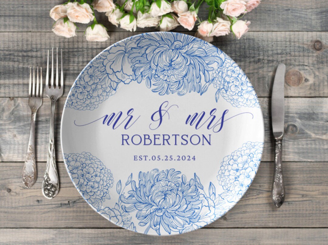 Personalized Wedding Plate, Mr and Mrs Dinner Plate, Customized Bride ...