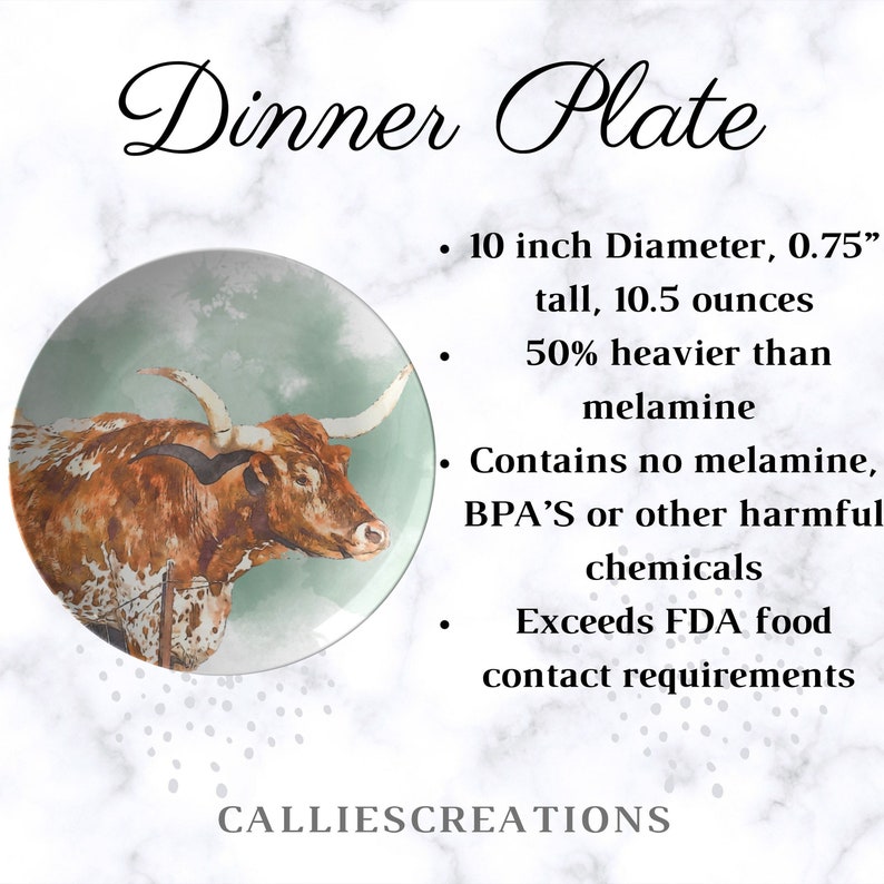 Longhorn Farmhouse Dinner Plate Longhorn Cow Plate Western - Etsy