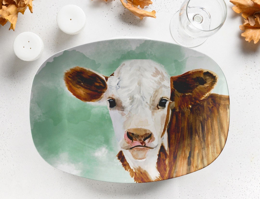Farmhouse Cow Serving Platter | Farm Cow Platter | Hereford Cattle ...