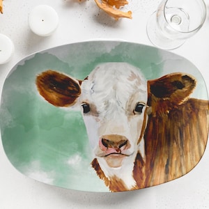 Farmhouse Cow Serving Platter | Farm Cow Platter | Hereford Cattle ...