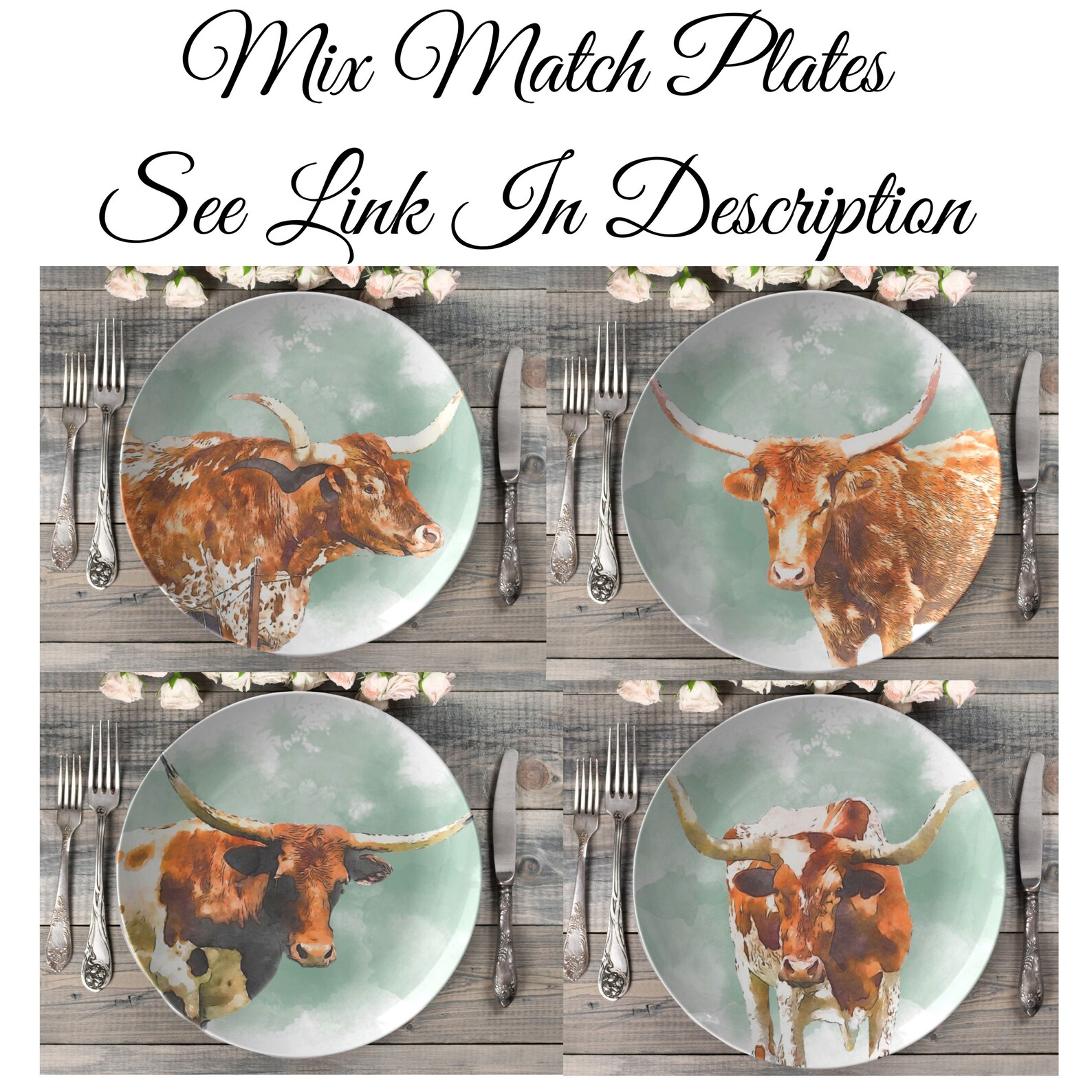 Farmhouse Cow Dinner Plate Farm Cow Dinner Plate Set - Etsy