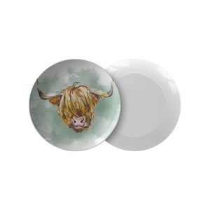 Farmhouse Cow Plate | Highland Cow Dinner Plate | Farm Cow Plate ...