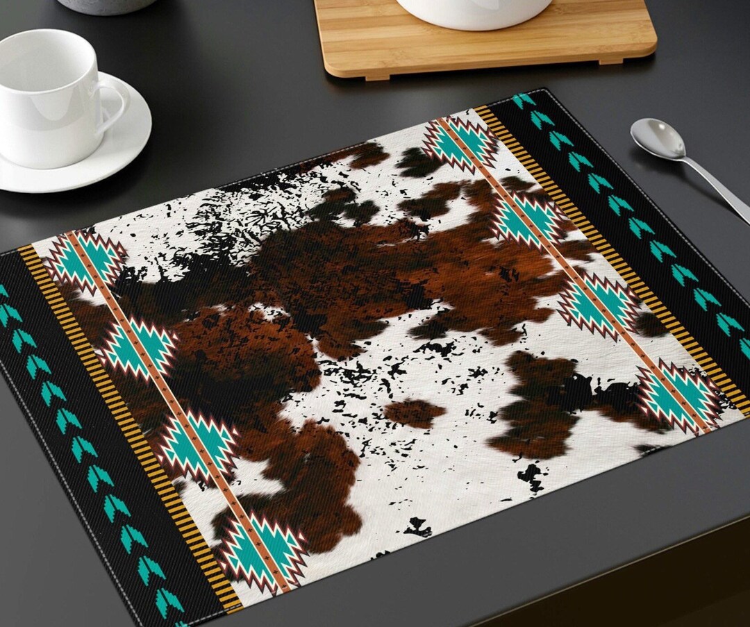 Western Cowhide Print Placemat | Faux Cow Hide Place Setting ...
