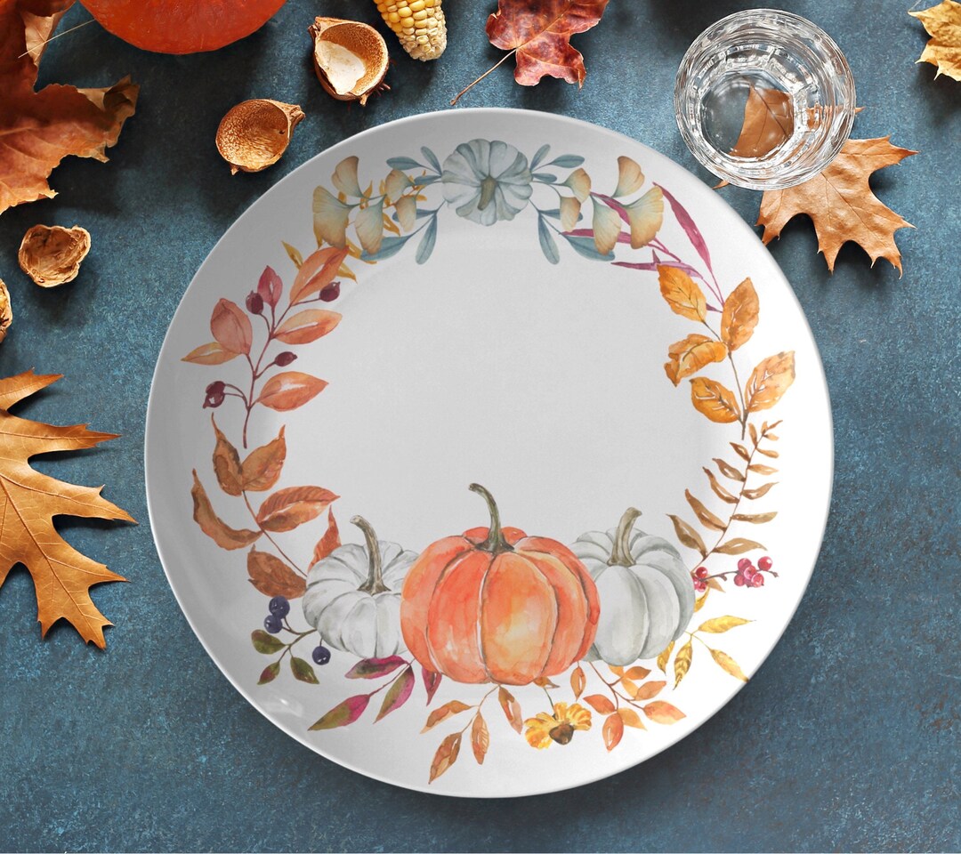 Pumpkin Dinner Plate Floral Pumpkin Plate Fall Pumpkin - Etsy