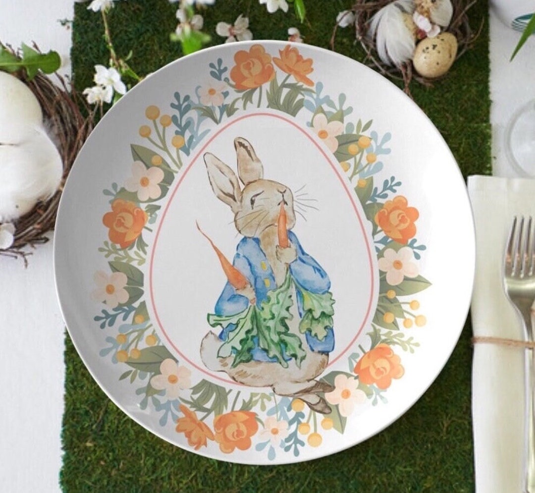 Easter Bunny Dinner Plate, Vintage Bunny Rabbit Plate Set, Easter ...