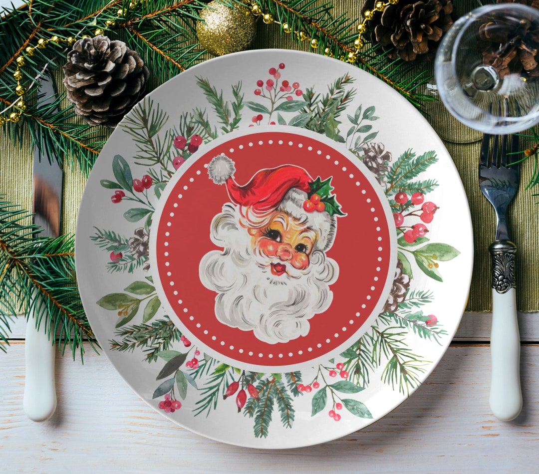 Christmas Dinner Plate Santa Claus Plate Set Holiday Dining Set ...