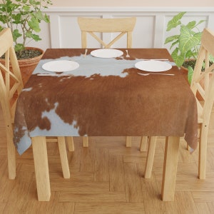 Faux Cowhide Tablecloth Cow Print Table Cloth Western Cowboy Tableware ...