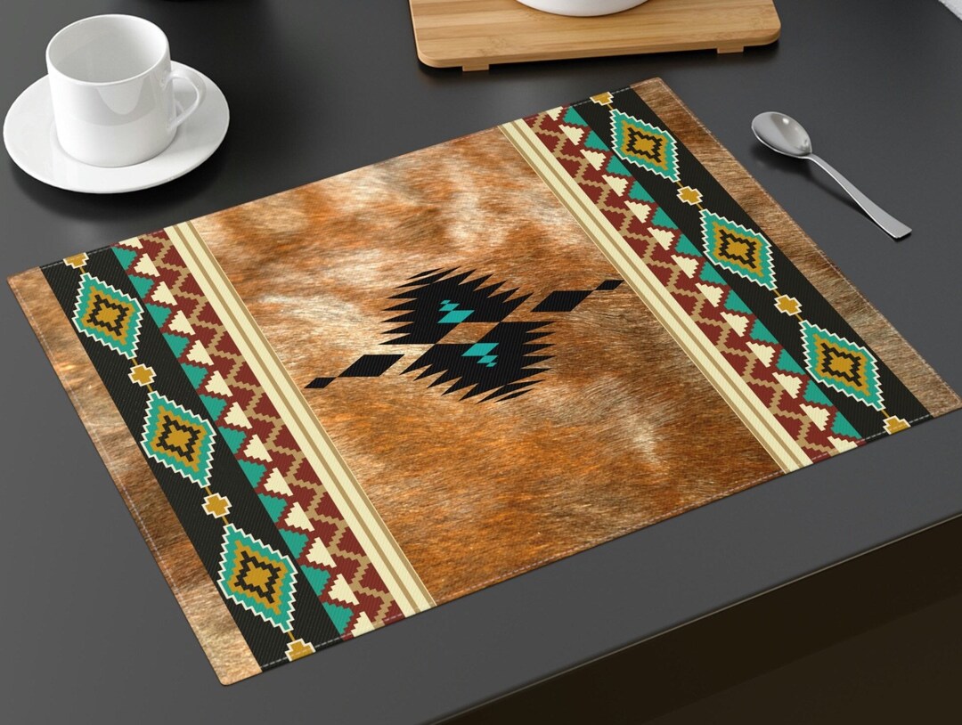 Southwestern Cowhide Print Placemat | Western Style Placemats | Country ...