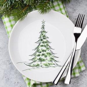 Christmas Tree Plate Set, Holiday Plates, Holiday Dishes, Fir Tree ...
