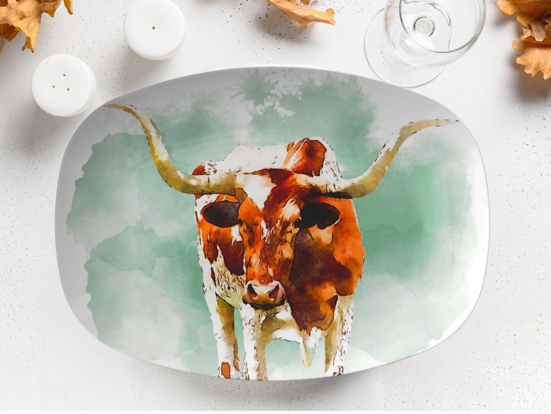 Farm Longhorn Cow Serving Platter | Western Cattle Farm Platter ...