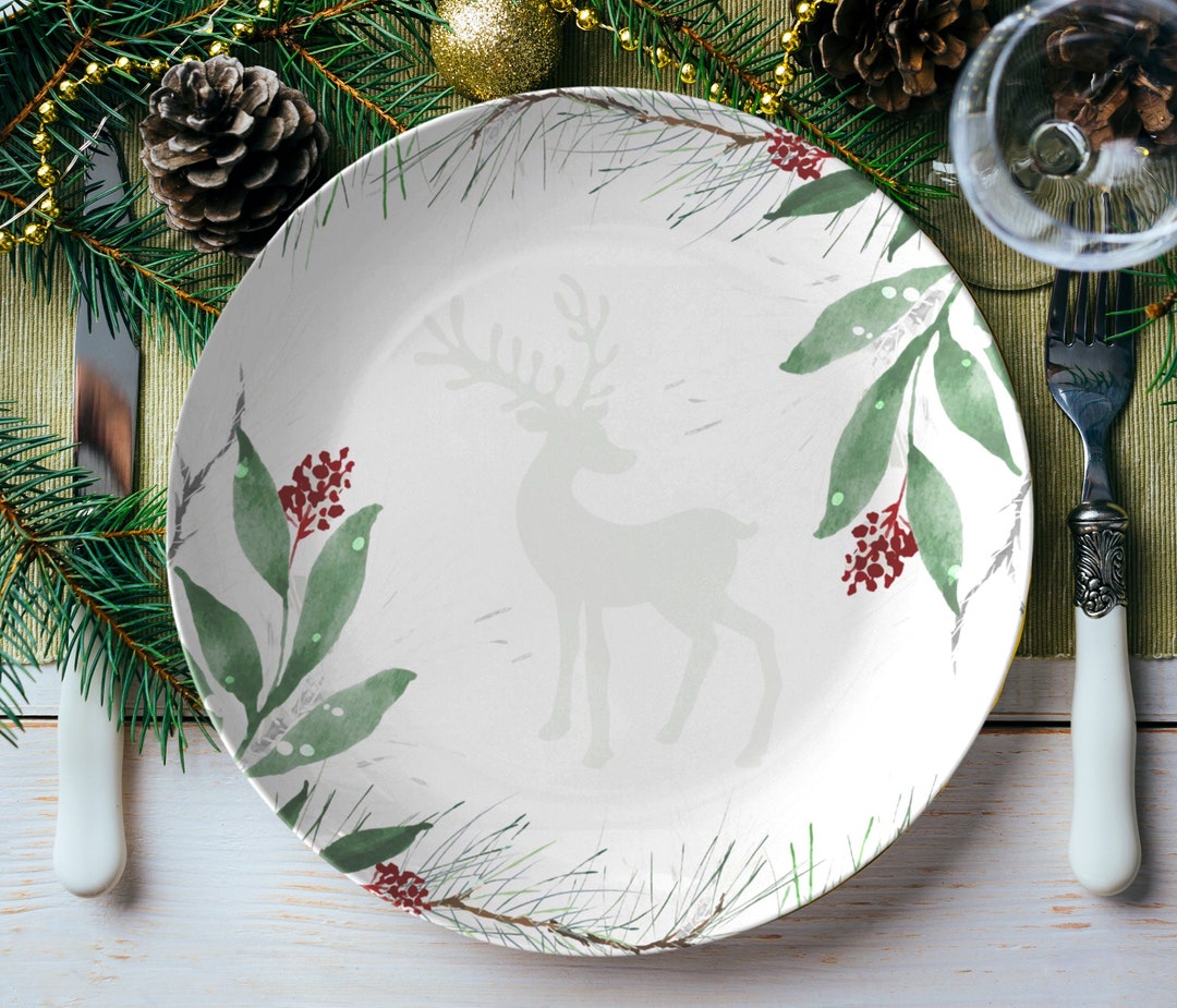 Christmas Dinner Plate Set, Christmas Reindeer Plate, Christmas ...