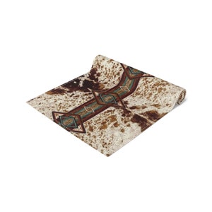 Western Cowhide Print Table Runner | Southwestern Table Runner ...
