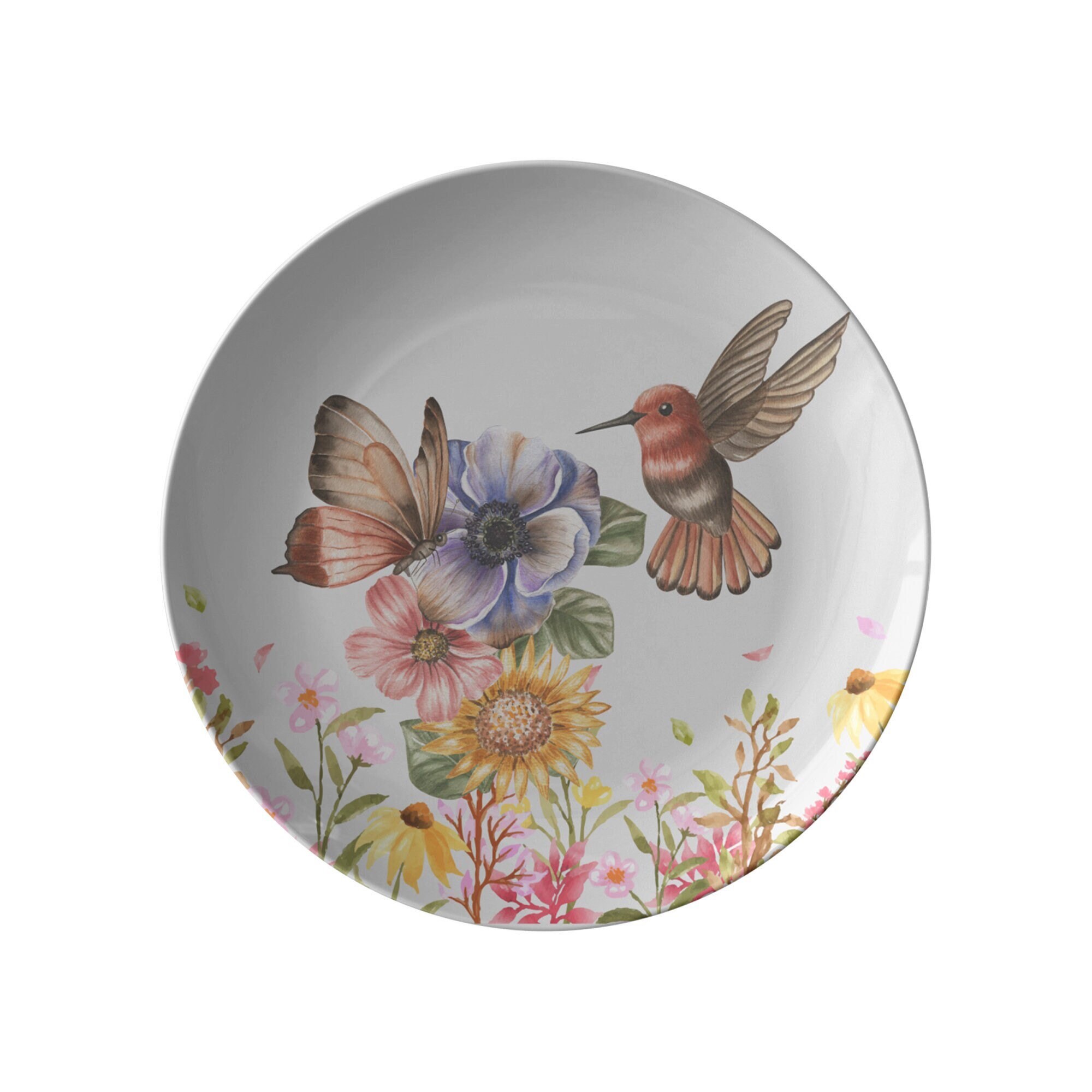 Floral Hummingbird Plate Hummingbird Dinner Plate - Etsy