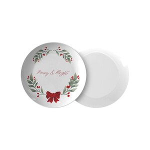 Christmas Dinner Plate Set Christmas Wreath Plate Merry & Bright Plate ...