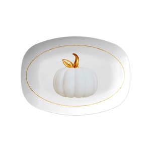 Pumpkin Serving Platter, White Gold Thanksgiving Pumpkin Platter, Fall Dinnerware, Pumpkin ...