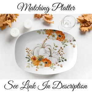 Fall Pumpkins Dinner Plate, Floral Thanksgiving Plates, Halloween ...