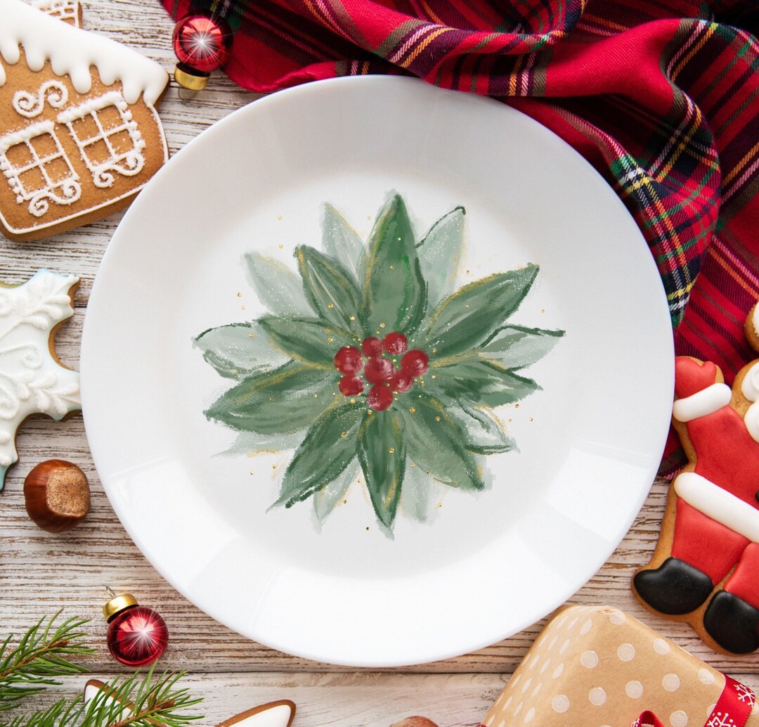 Christmas Dinner Plate Set, Christmas Garland Plate, Christmas Dishes ...