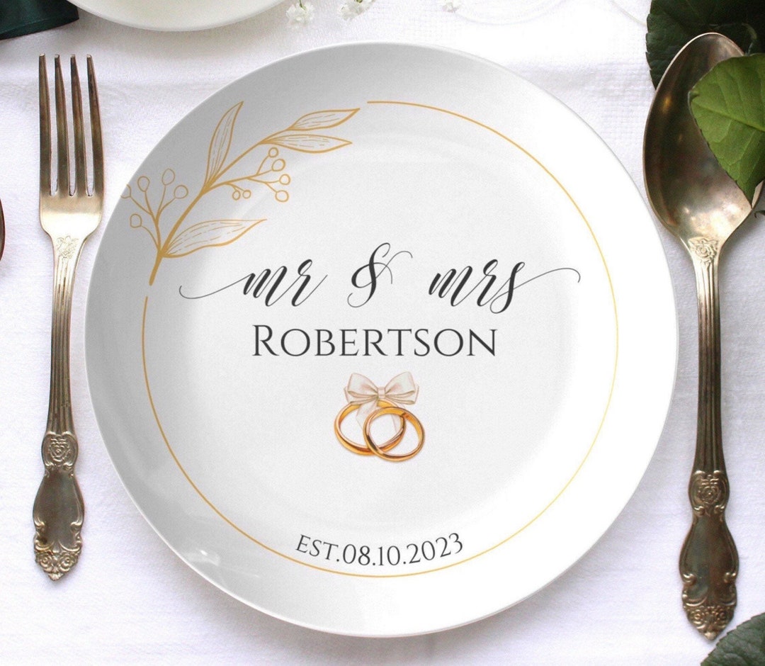 Personalized Wedding Plate | Mr and Mrs Dinner Plate | Custom Newlywed ...