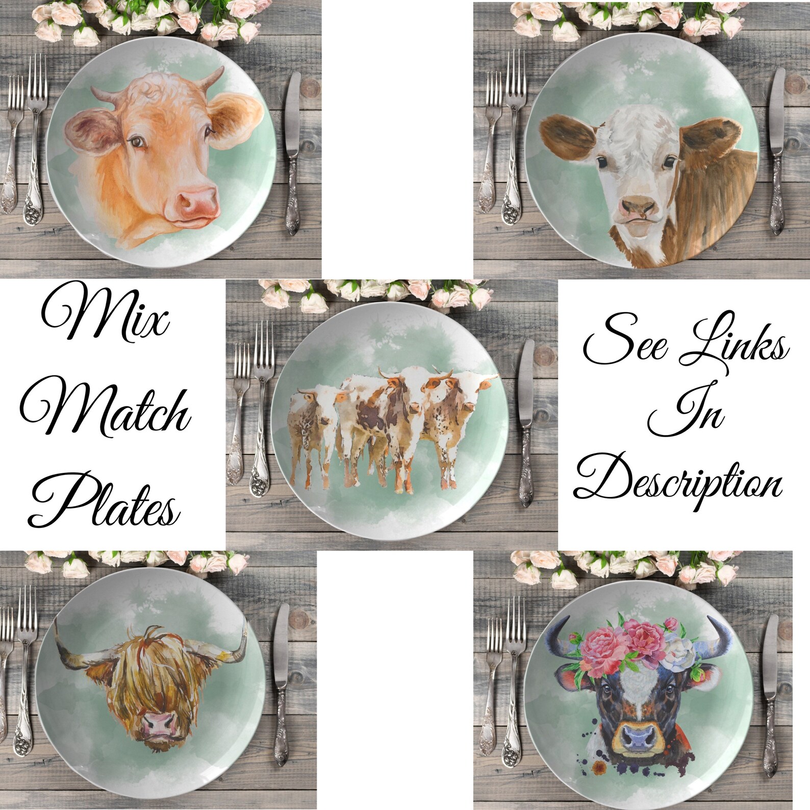Farmhouse Cow Serving Platter | Farm Cow Platter | Hereford Cattle ...