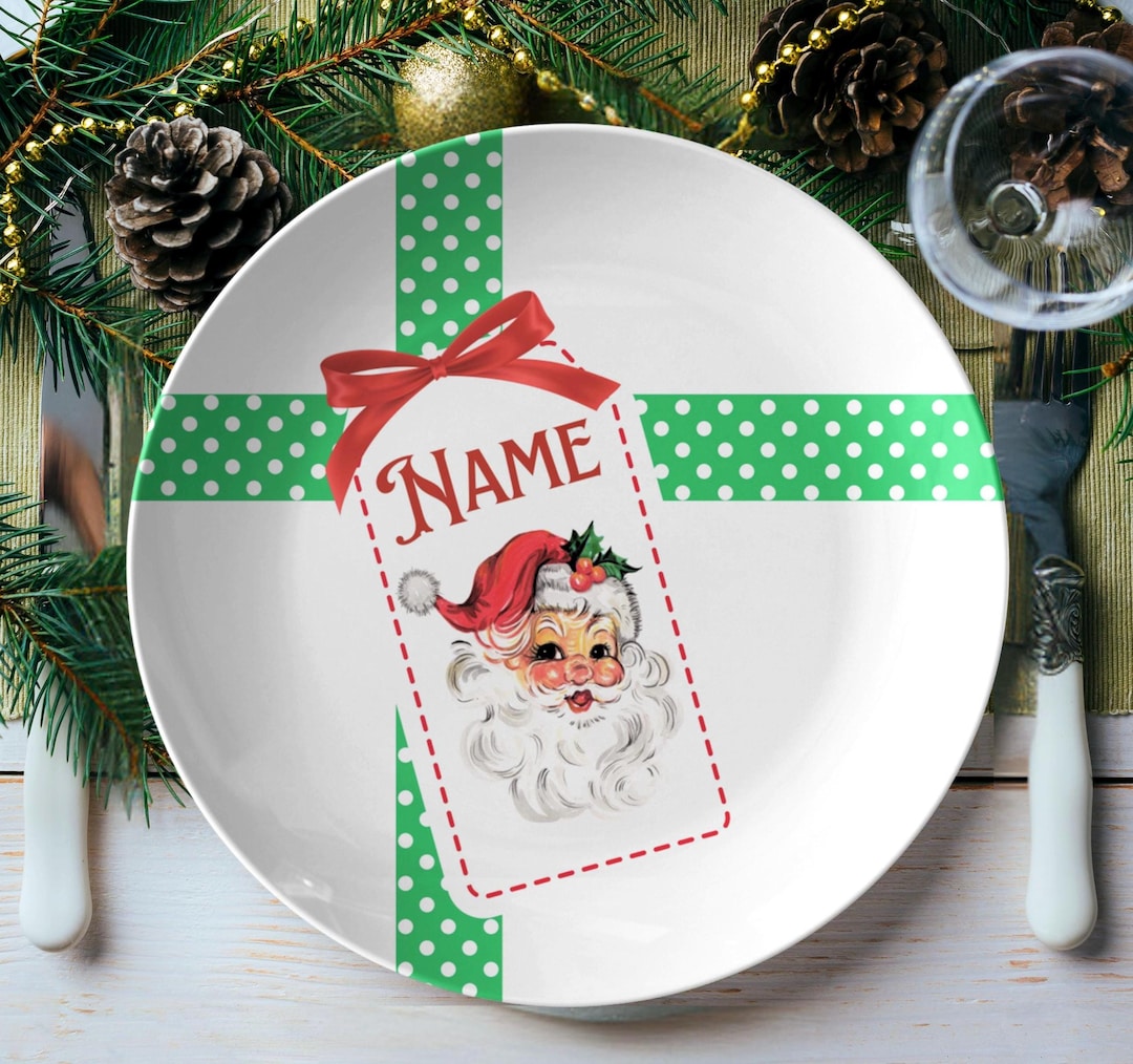 Personalized Christmas Dinner Plate, Monogrammed Santa Plate, Custom ...