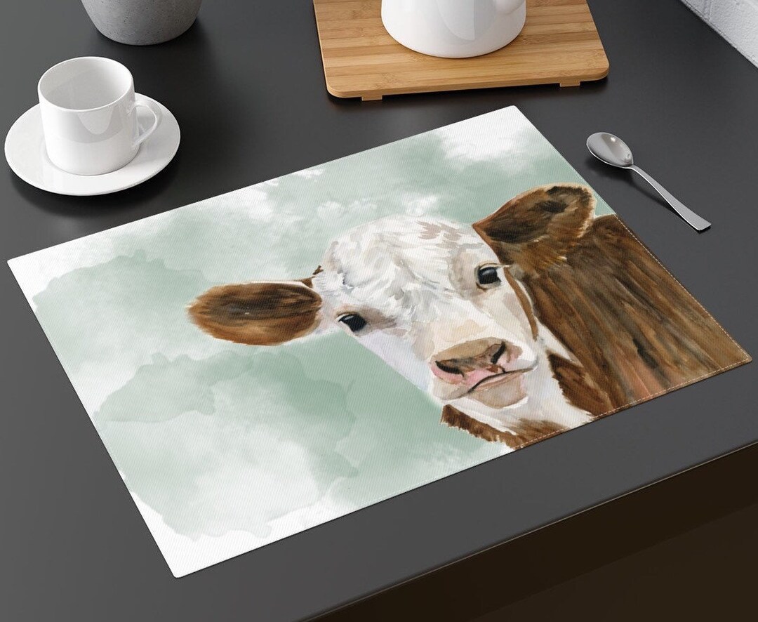 Farm Cow Placemat Hereford Cow Place Mat Farmhouse Place Setting Cattle ...