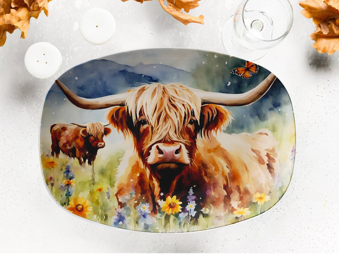 Western Highland Serving Platter, Cattle Ranch Plate, Farmhouse ...