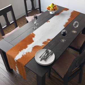 Cowhide Print Table Runner Faux Cowhide Table Runner Western Table ...