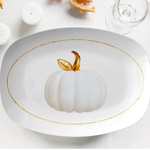 Pumpkin Serving Platter, White Gold Thanksgiving Pumpkin Platter, Fall ...