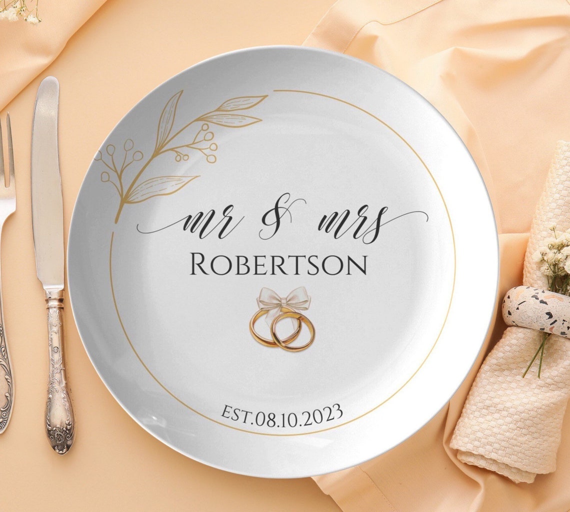 Personalized Wedding Plate | Mr and Mrs Dinner Plate | Custom Newlywed ...