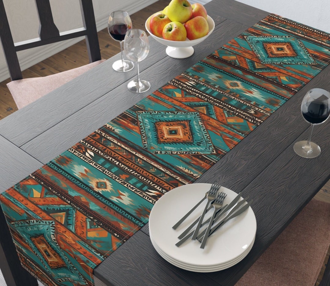 Boho Southwestern Table Runner, Western Table Runner, Tribal Indian ...