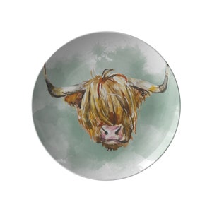 Farmhouse Cow Plate | Highland Cow Dinner Plate | Farm Cow Plate ...