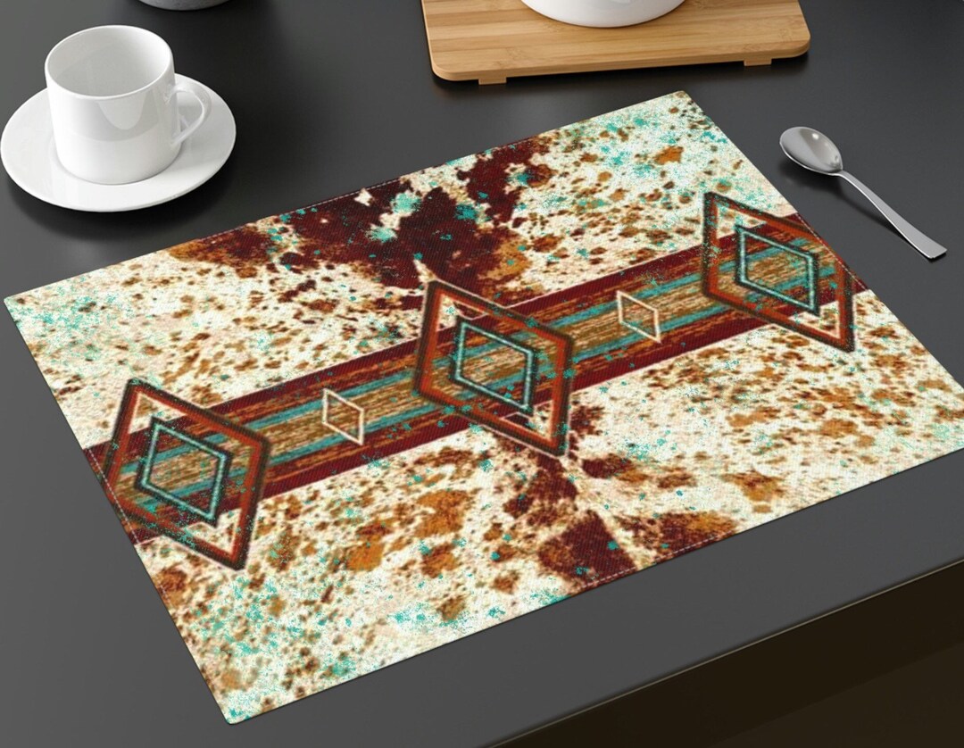 Western Cowhide Print Placemat Country Western Table Decor Farmhouse ...