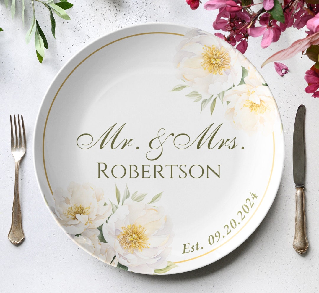 Personalized Wedding Plate, Mr and Mrs Dinner Plate, Customized Bride ...