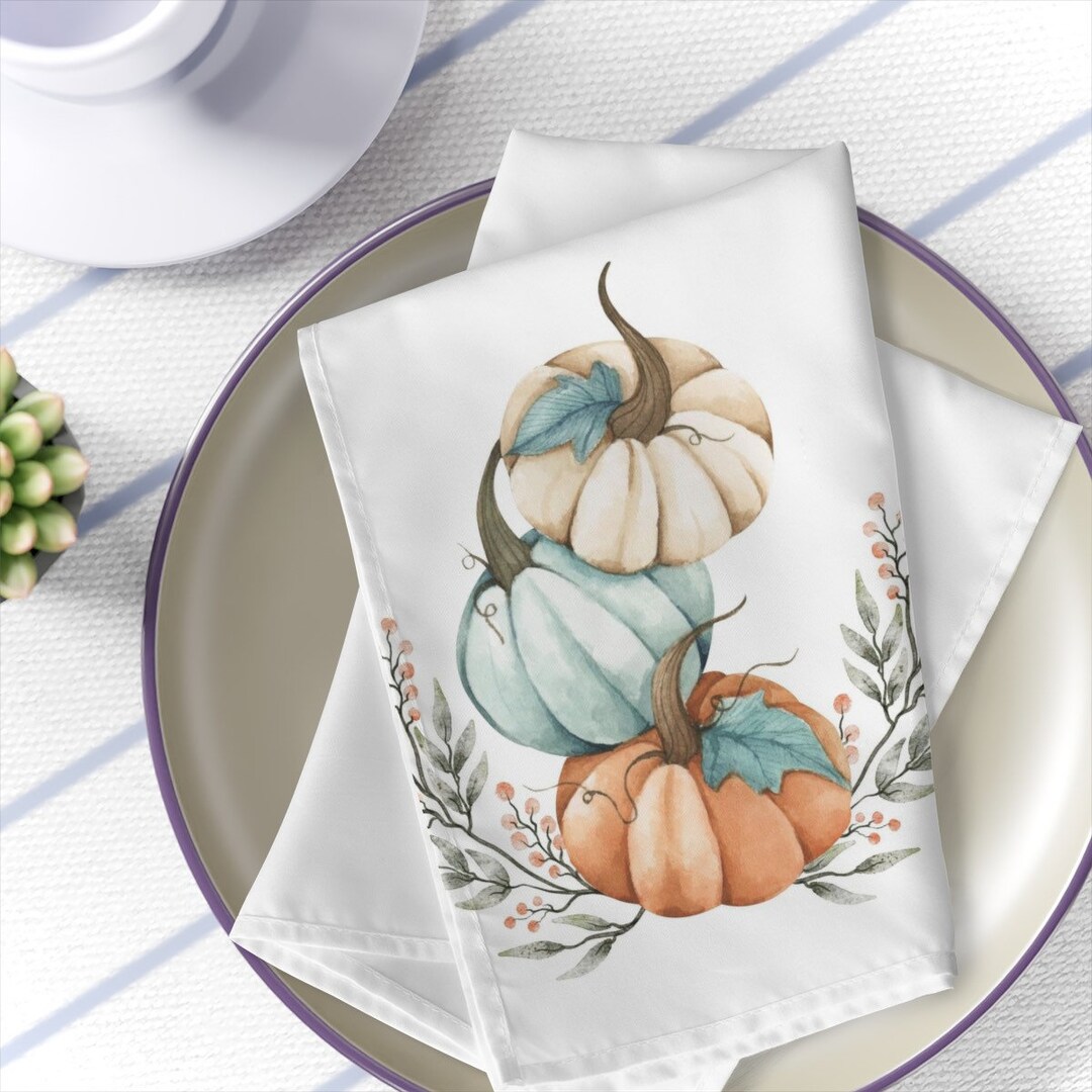 Fall Pumpkin Napkins | Fall Napkins Set | Thanksgiving Napkins | Fall ...