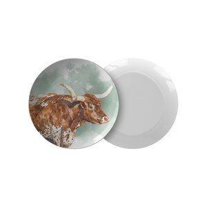 Longhorn Farmhouse Dinner Plate | Longhorn Cow Plate | Western Plates ...