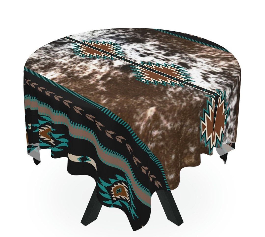 Western Cowhide Print Tablecloth , Southwestern Tablecloth , Cow Print ...