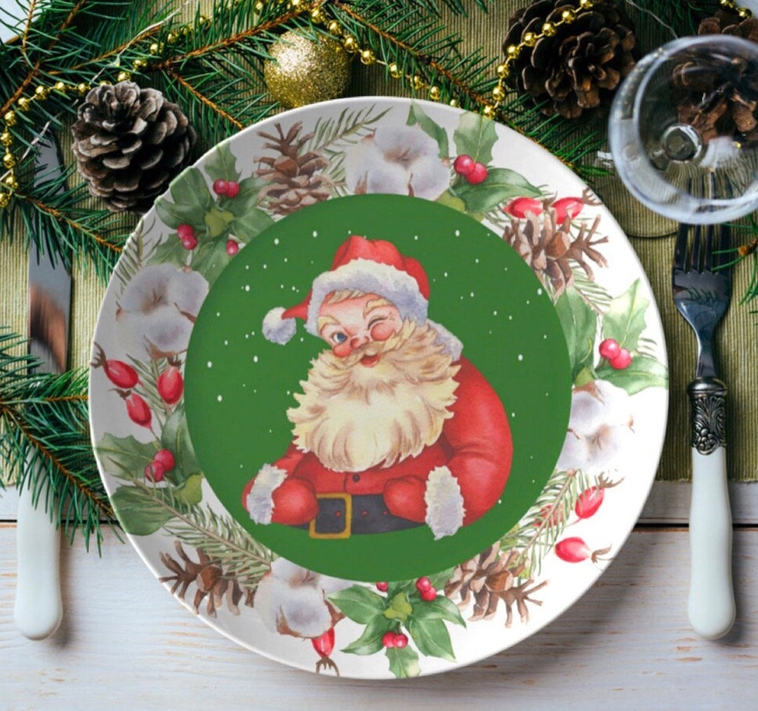 Christmas Santa Plate, Christmas Dinner Plate Set, Christmas Dishes ...