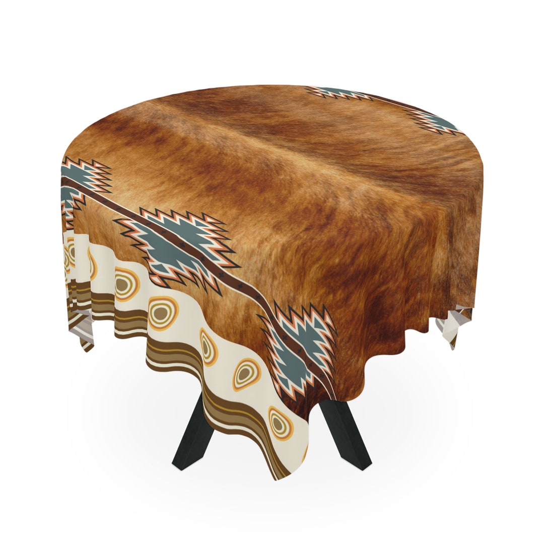 Western Cowhide Print Tablecloth | Southwestern Tablecloth | Farmhouse ...