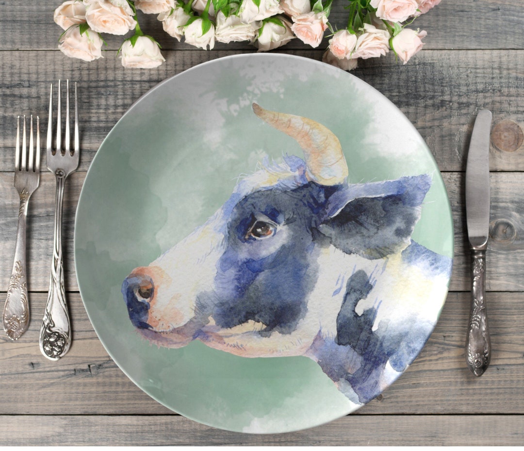 Farmhouse Cow Dinner Plate | Country Farm Cow Plate | Western ...