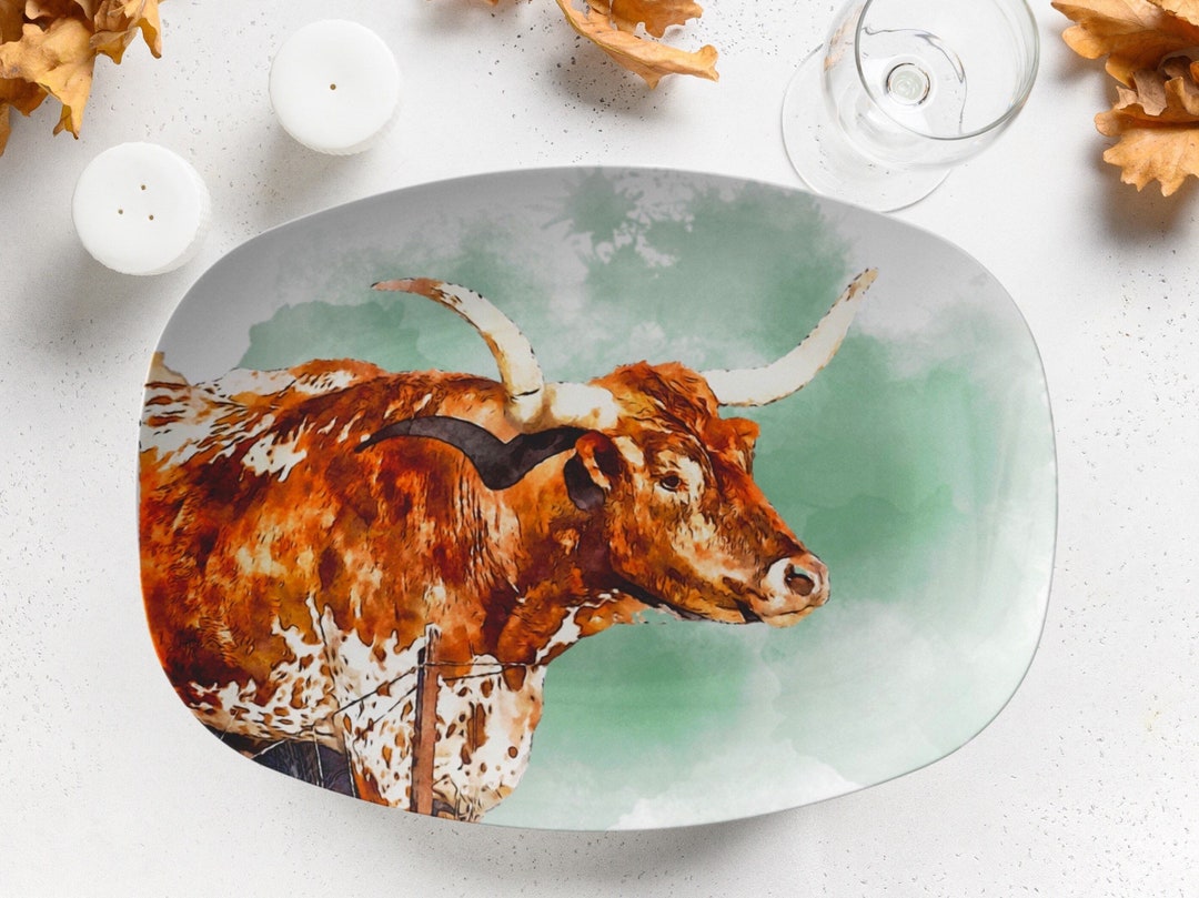 Farmhouse Longhorn Serving Platter , Farm Cow Platter , Longhorn Cattle ...