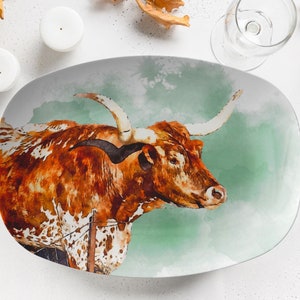 Farmhouse Longhorn Serving Platter , Farm Cow Platter , Longhorn Cattle ...