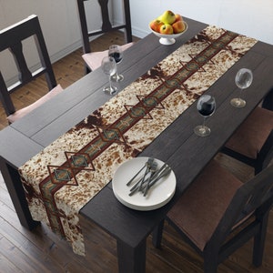 Western Cowhide Print Table Runner | Southwestern Table Runner ...