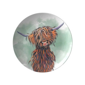 Farm Cow Dinner Plate, Highland Cow Plate, Farm Animals Plate, Cattle ...
