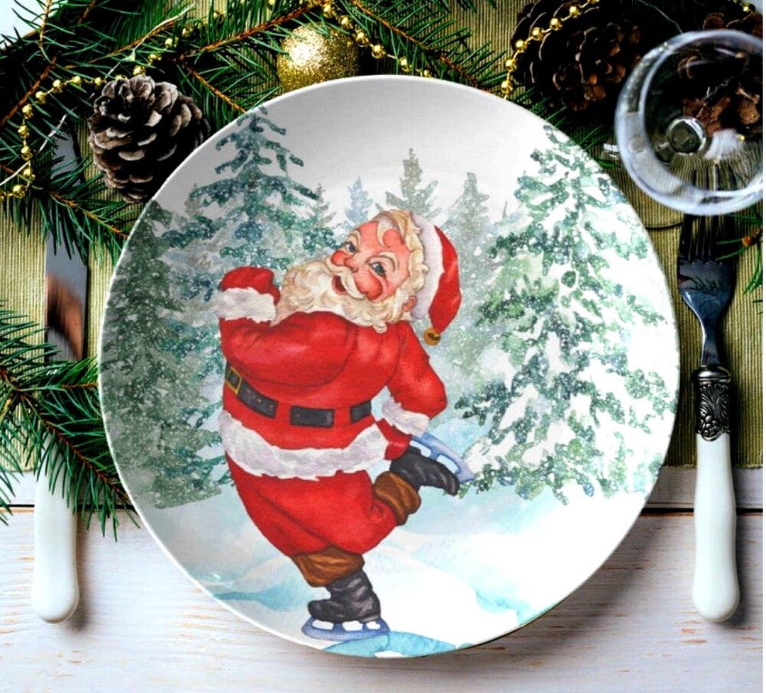 Santa Christmas Plate, Christmas Dinner Plate Set, Christmas Dishes ...