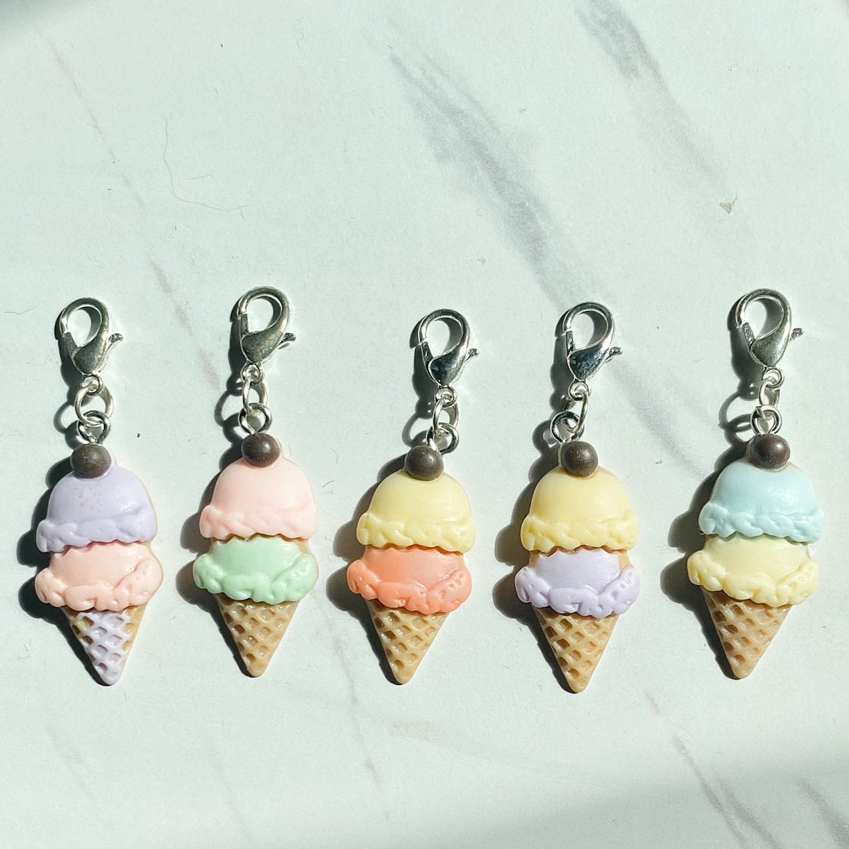 Double Scoop Ice Cream Badge Reel Charm, Zipper Pull, Charm, Bracelet ...